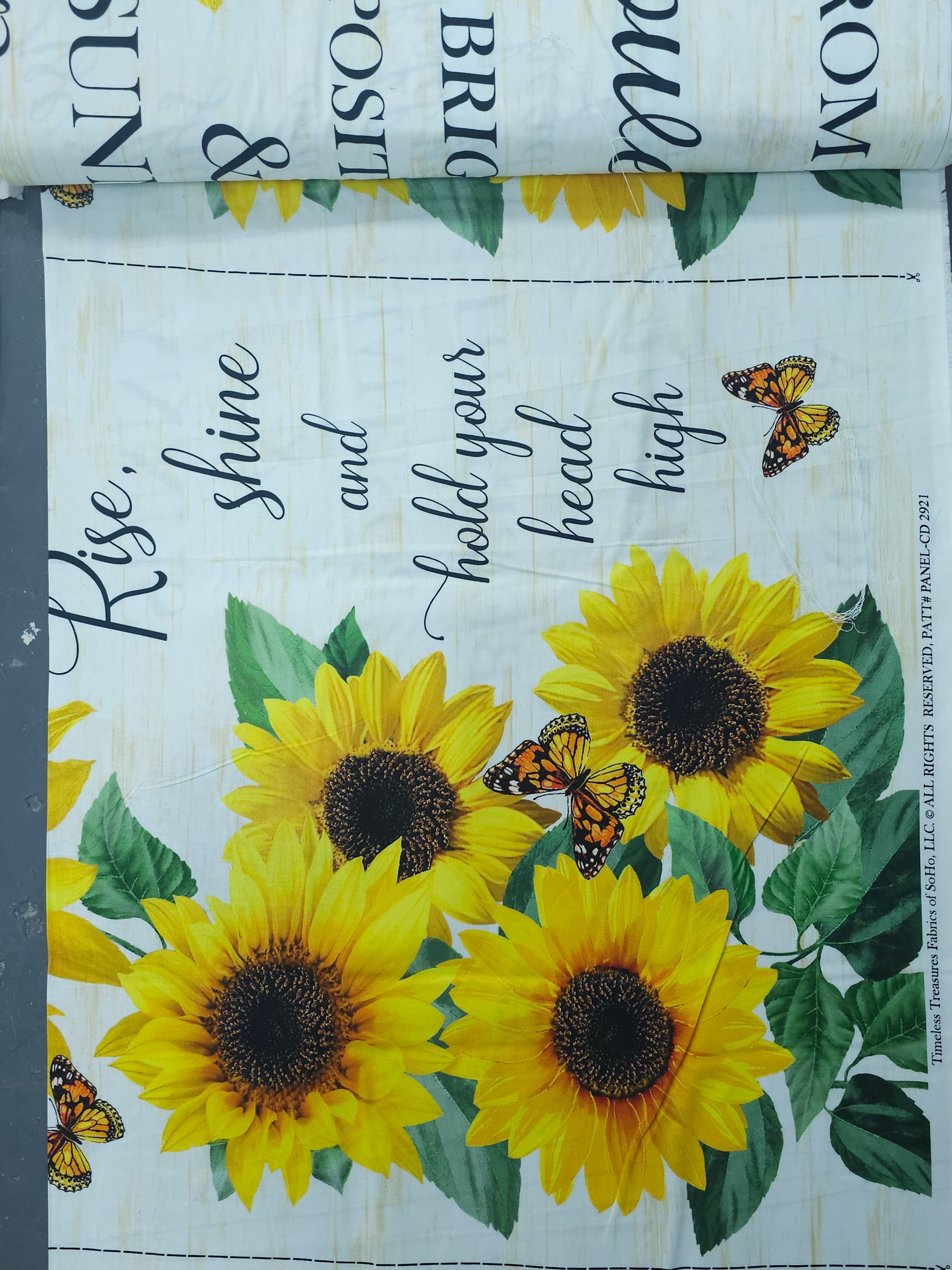 Sunflower Positive Affirmations Panel 100% Cotton – Ethical Fabrics